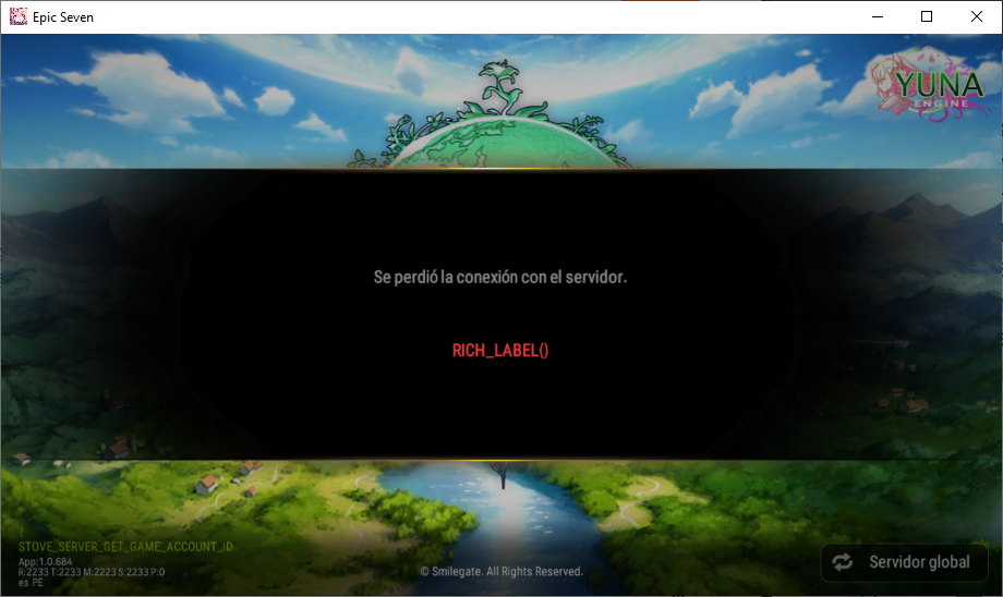 The connection to the server has been lost