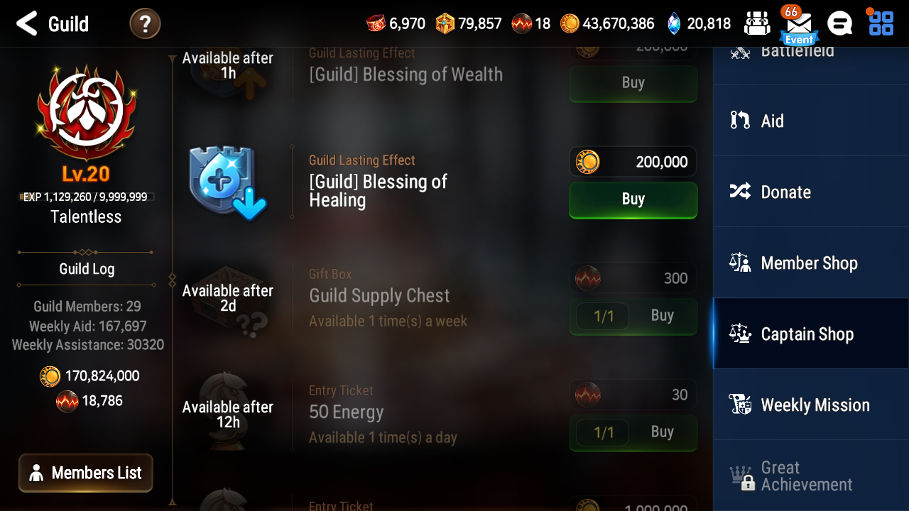 ixKora / Talentless / Global / Least sweatiest Guild War guild