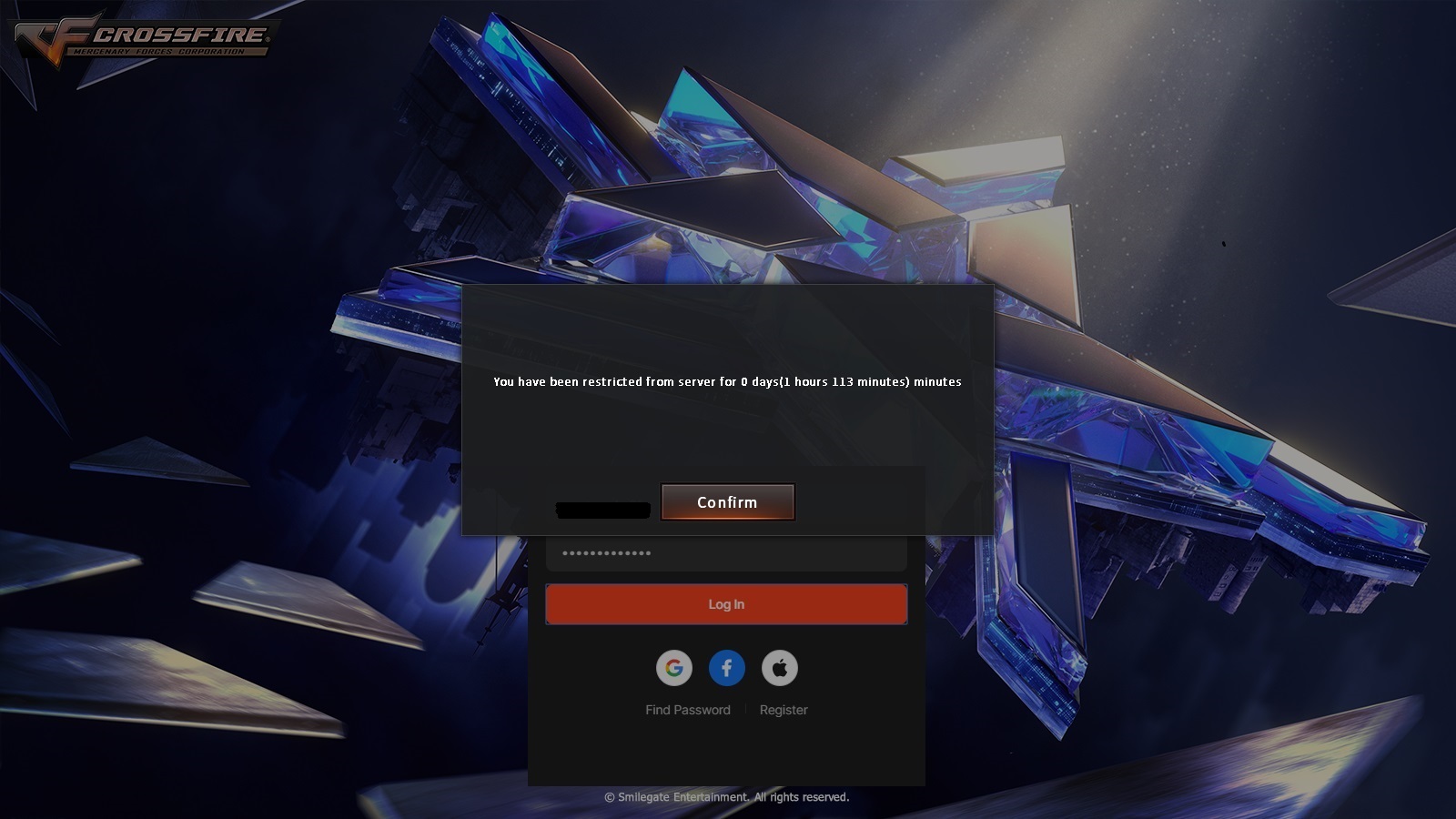 You have been restricted from server 0 days(1 hours 113 minutes) minutes