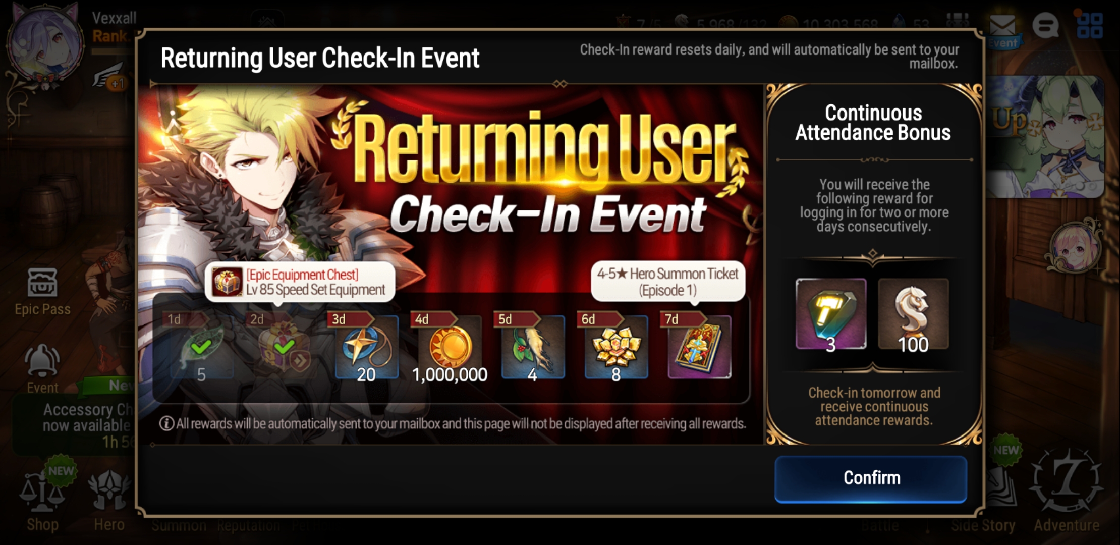 Returning player buff